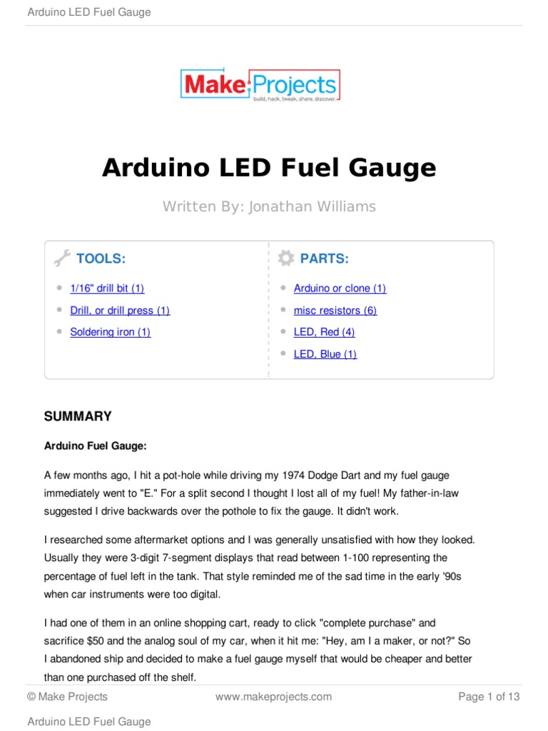 Arduino LED Fuel Gauge | PDF | Resistor | Arduino