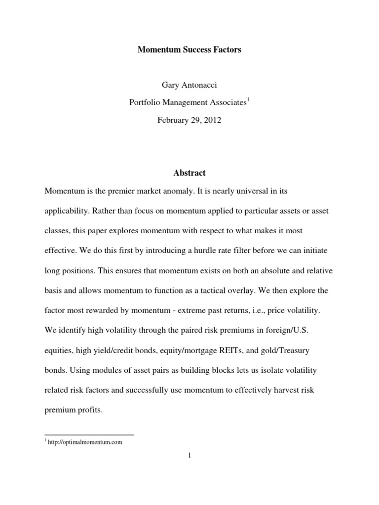 Momentum Success Factors by Gary Antonacci | PDF