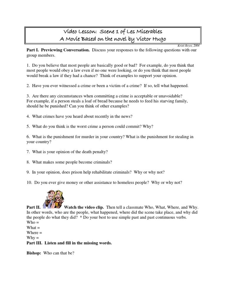 Video Lesson: Scene 1 of Les Miserables A Movie Based On The Novel by ...