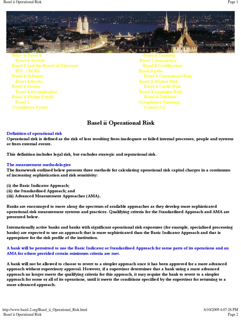 Basel II Operational Risk | Download Free PDF | Basel Ii | Operational Risk