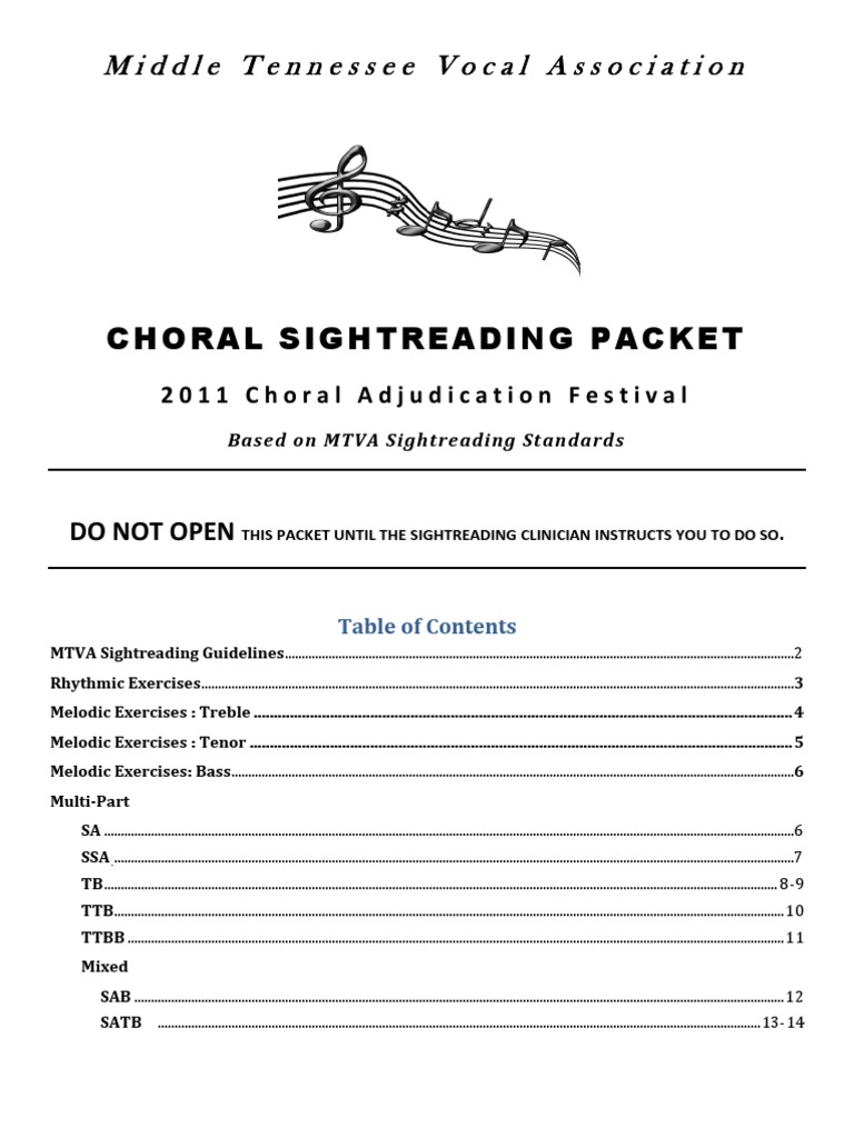 2011 Sightreading Package | PDF | Choir | Clef