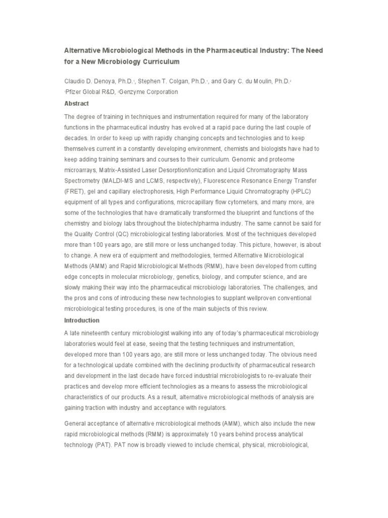 Alternative Microbiological Methods in Pharma | PDF | Dna Sequencing ...
