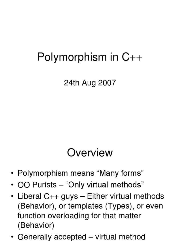 Static and Dynamic Polymorphism in c4876 | PDF | Inheritance (Object ...