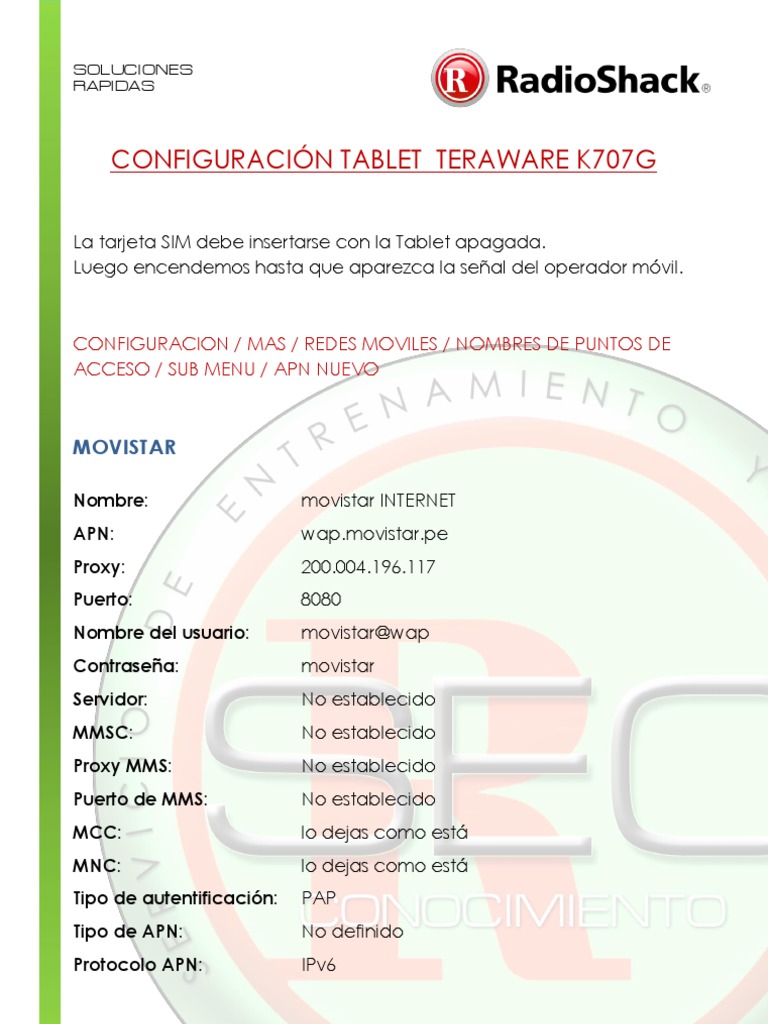 Tablets - Configuración Tablet Teraware K707G PDF | PDF | Negocios | Informática