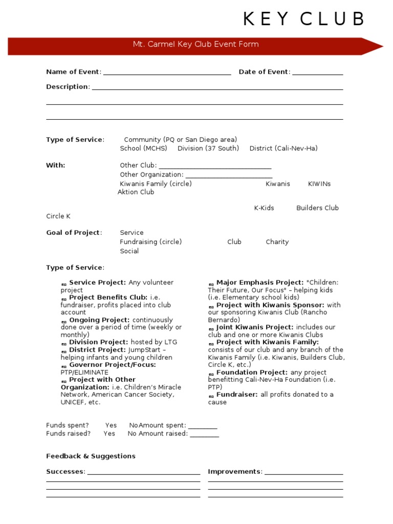 Mt. Carmel Key Club Event Form | PDF