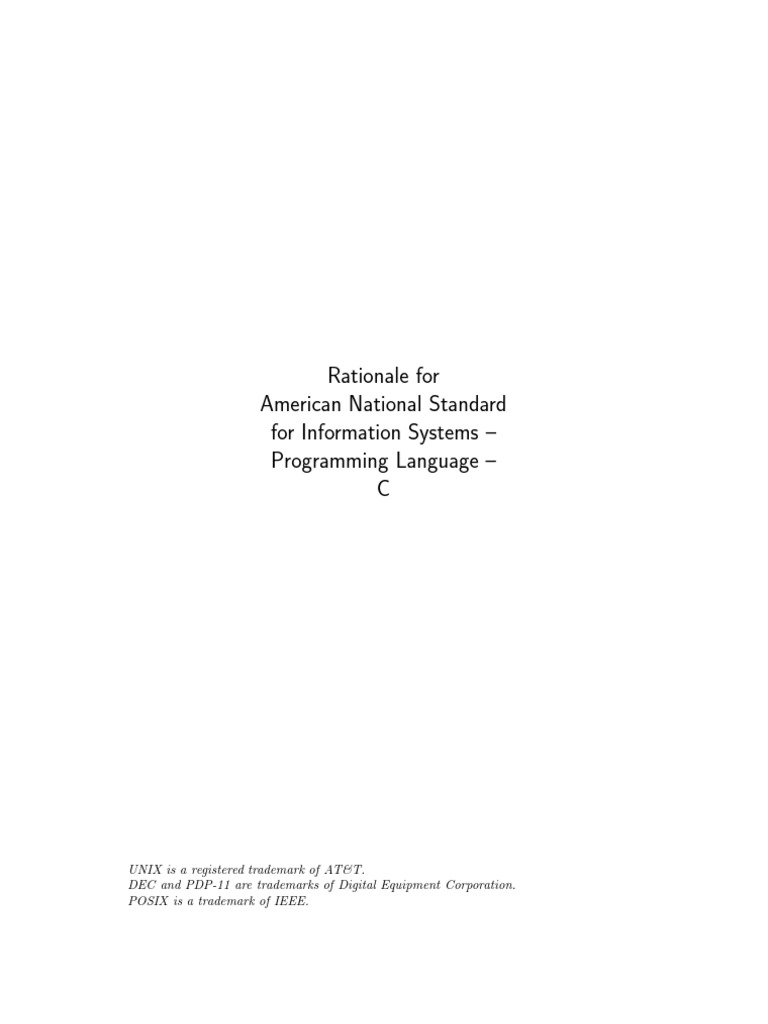 Draft ANSI C Rationale | PDF | C (Programming Language) | Programming ...
