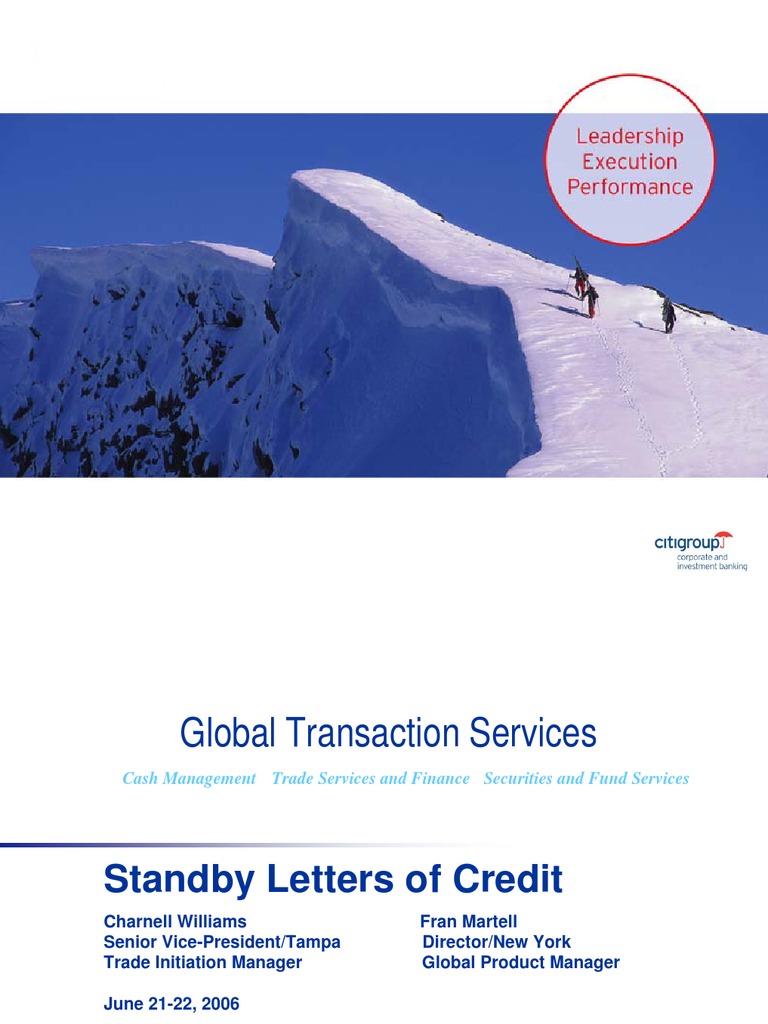 Standby Loc | PDF | Letter Of Credit | Credit (Finance)