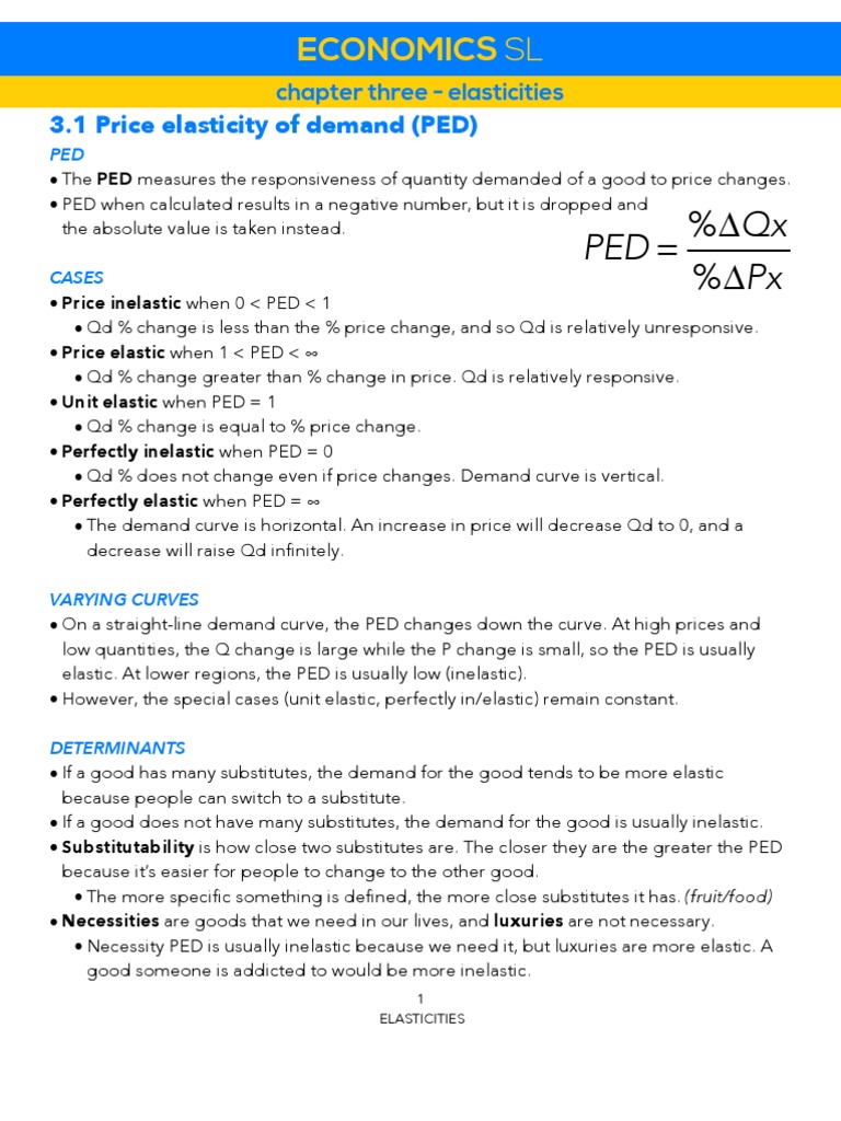 IB Economics SL 3 - Elasticities | PDF | Price Elasticity Of Demand ...