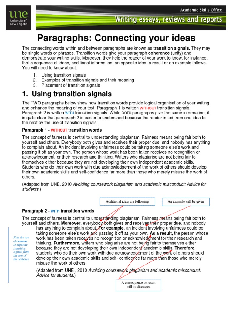 Paragraphs Connecting Ideas PDF | PDF | Plagiarism | Epistemology
