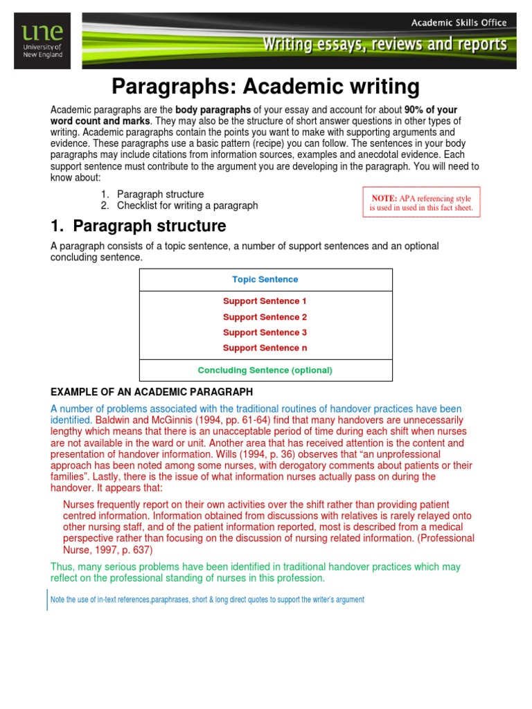 Academic Paragraph Writing Guide | PDF