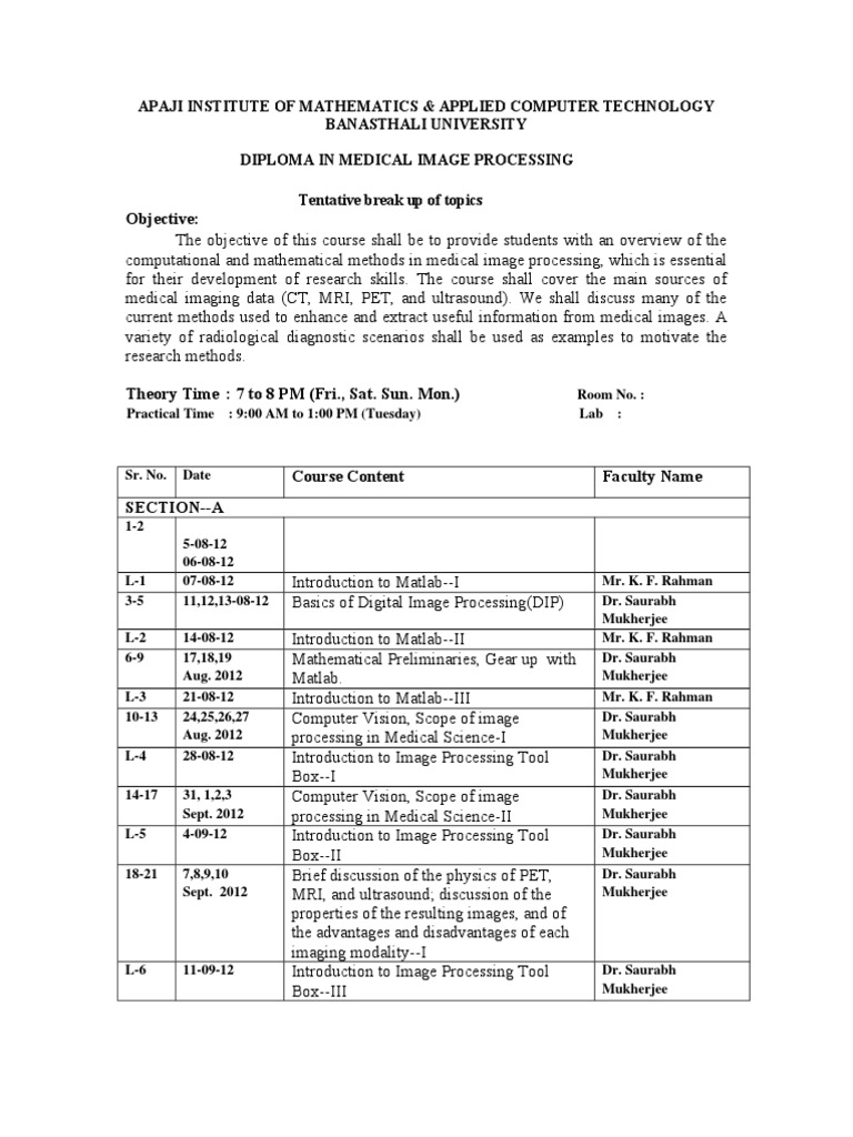 Diploma in Medical Image Processing | PDF | Medical Imaging | Wavelet
