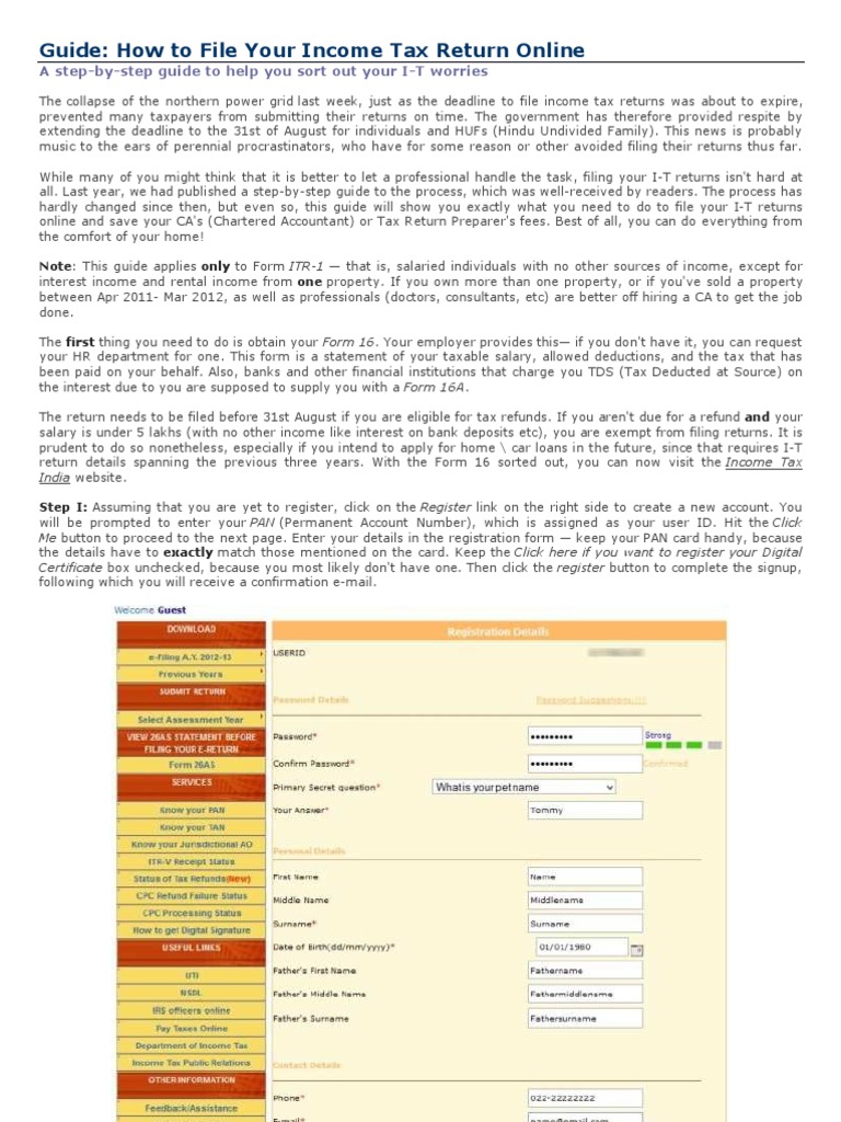 Filing Your Income Tax Return Online: A Step-by-Step Guide for Salaried Individuals with No ...