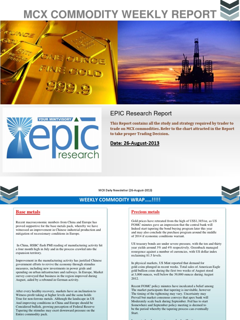 Weekly Commodity Report 26 AUG 2013 | PDF | Gold As An Investment | Stocks