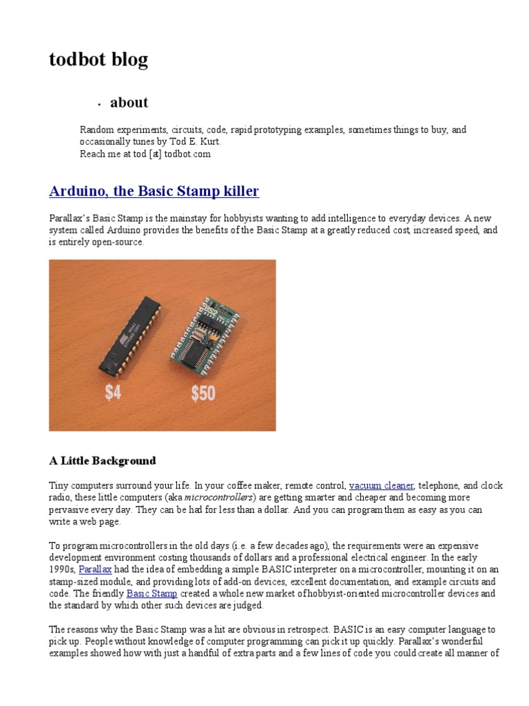 Arduino, The Basic Stamp Killer | PDF | Arduino | Classes Of Computers