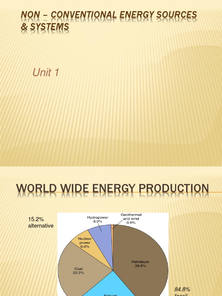 Unit 1: Non - Conventional Energy Sources & Systems | PDF | Renewable ...
