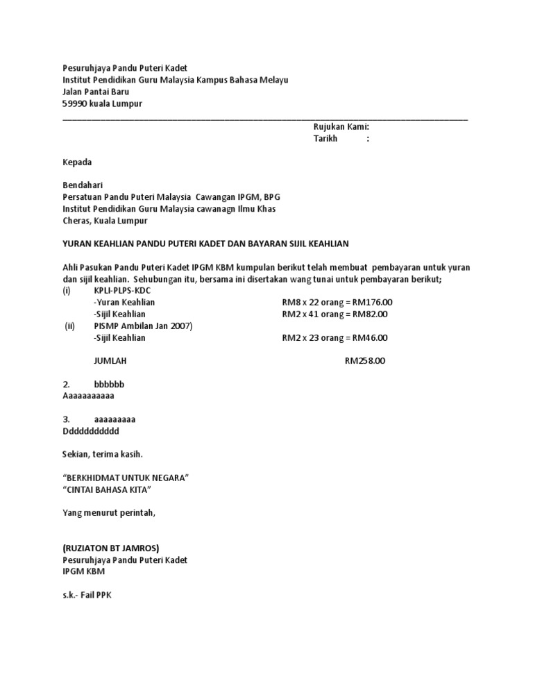 Contoh Surat Rasmi | PDF