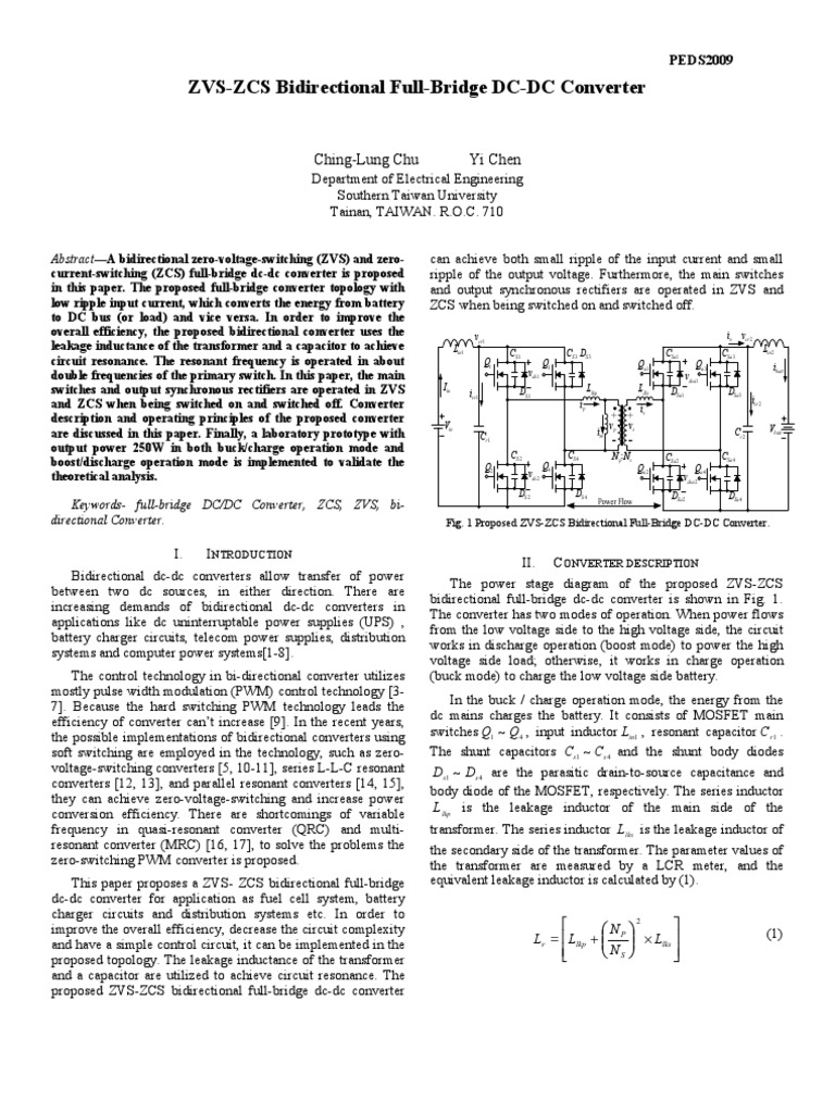 ZVS-ZCS Bidirectional Full-Bridge DC-DC Converter | PDF | Rectifier ...