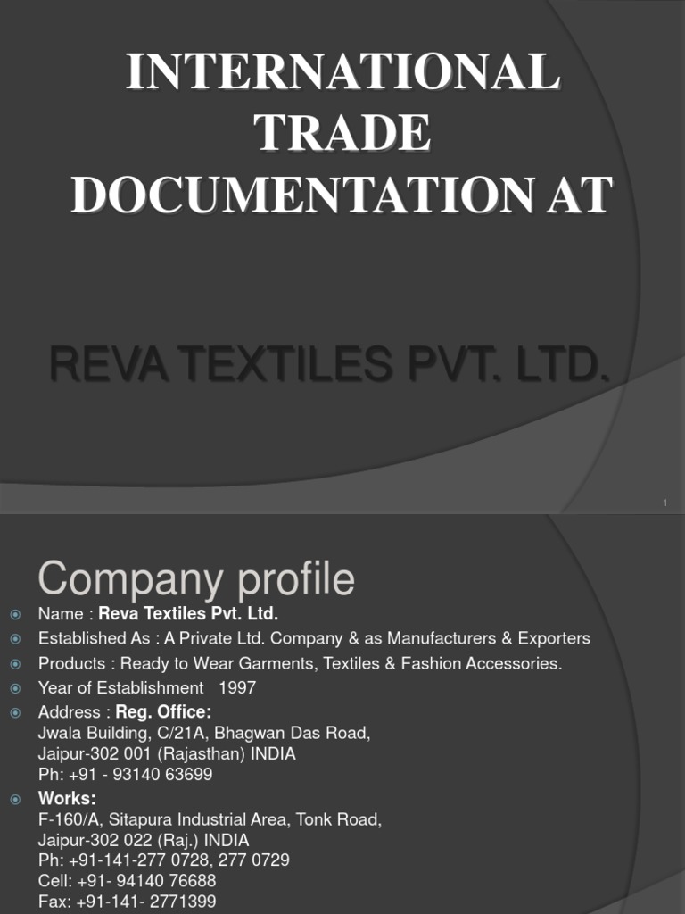 International Trade Documentation At: Reva Textiles Pvt. LTD | PDF ...