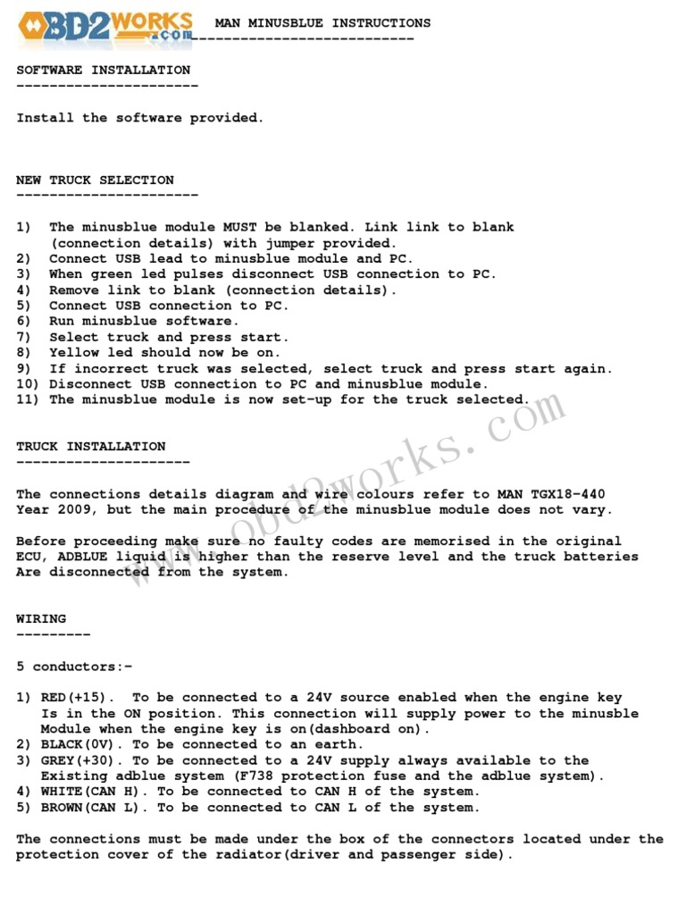 Truck Adblue Emulator For MAN INSTRUCTIONS PDF | PDF | Emulator | Truck