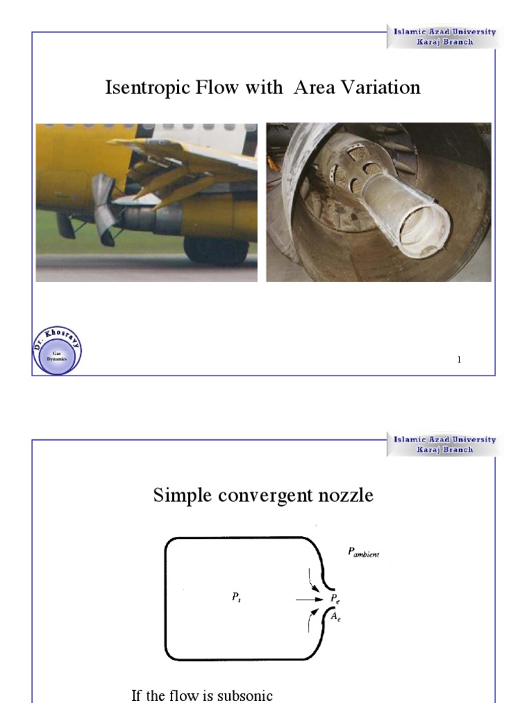 3-Isentropic Flow With Area Variation | PDF | Compressible Flow | Nozzle
