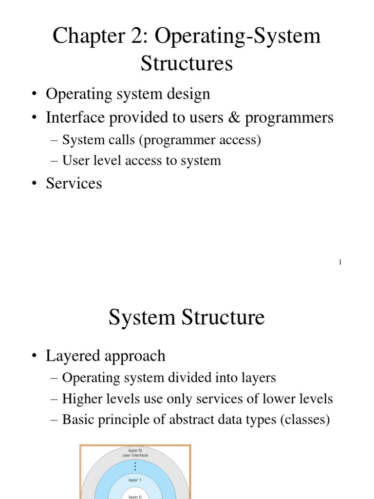 Chapter 2: Operating-System Structures: - Operating System Design - Interface Provided To Users ...