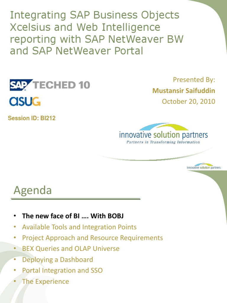 Integrating Sap Business Objects Xcelsius and Web Intelligence Reporting With Sap Netweaver BW ...