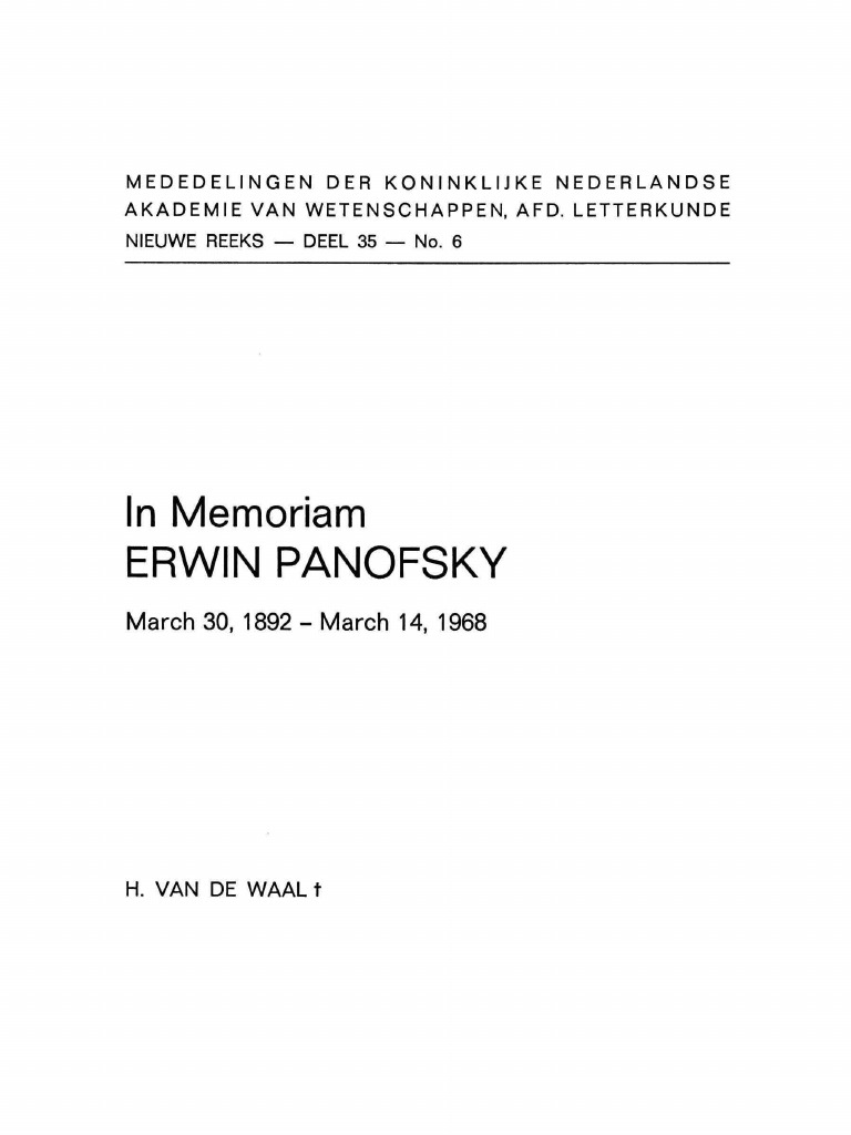 Panofsky in Memorian | PDF