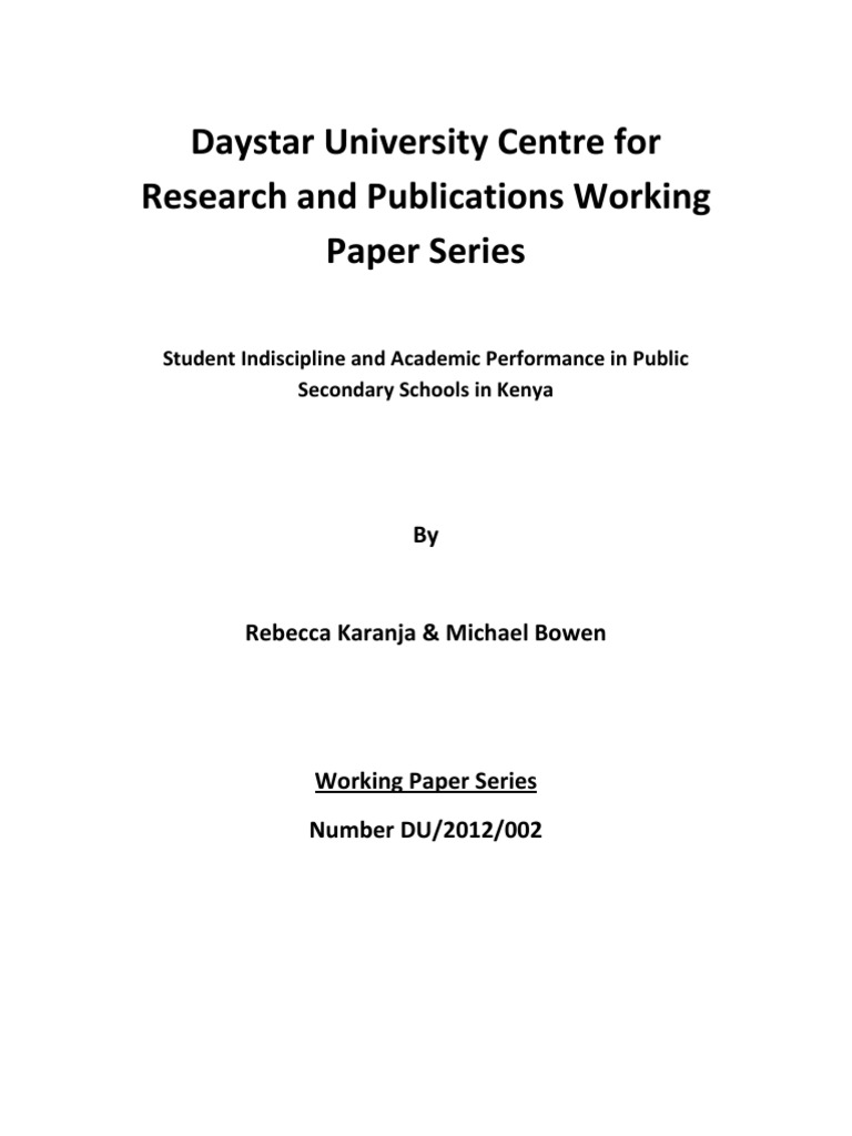 Student Indiscipline and Academic Performance | PDF | School Counselor ...