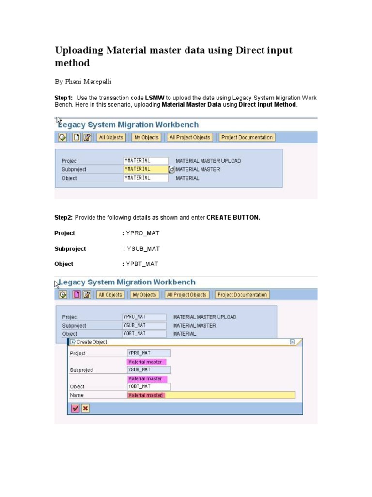 Lsmw Material Master Data Upload Using Direct Input Metho Pdf Data Data Management