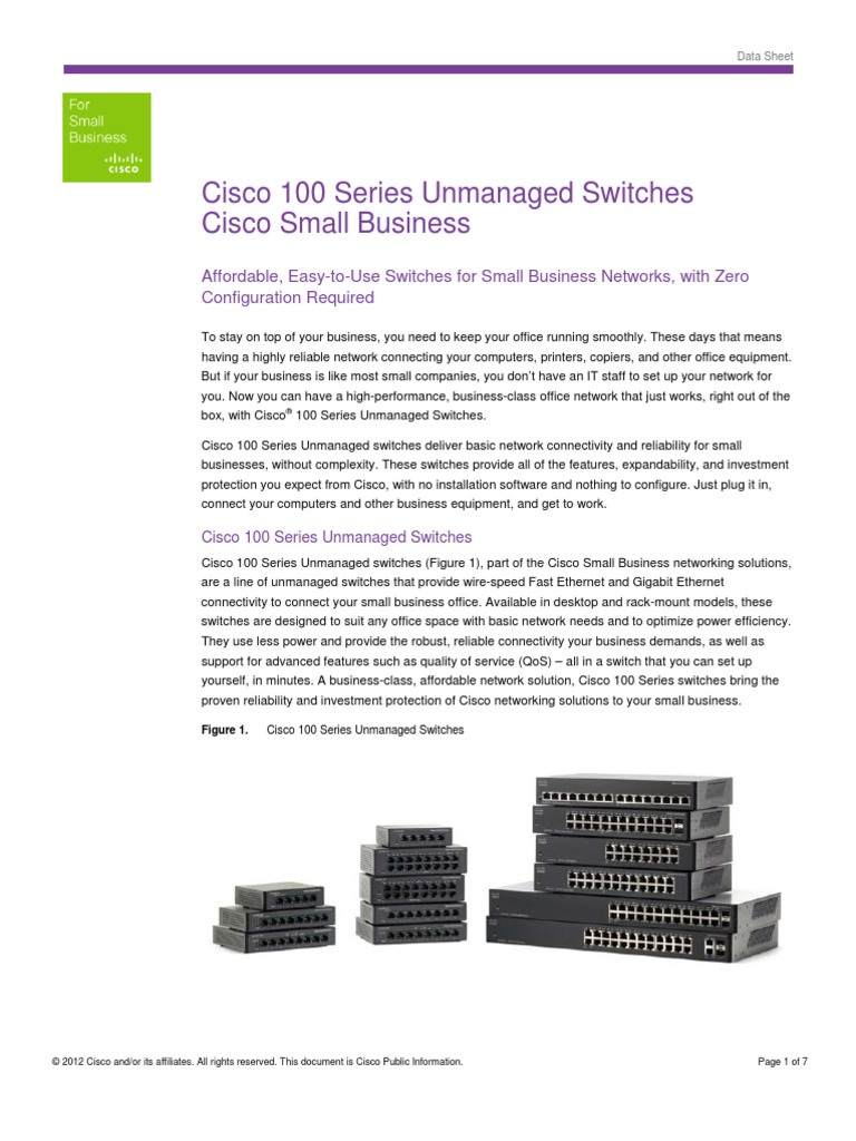 Cisco 100 Series Datasheet - C78-582017 | PDF | Network Switch | Ethernet