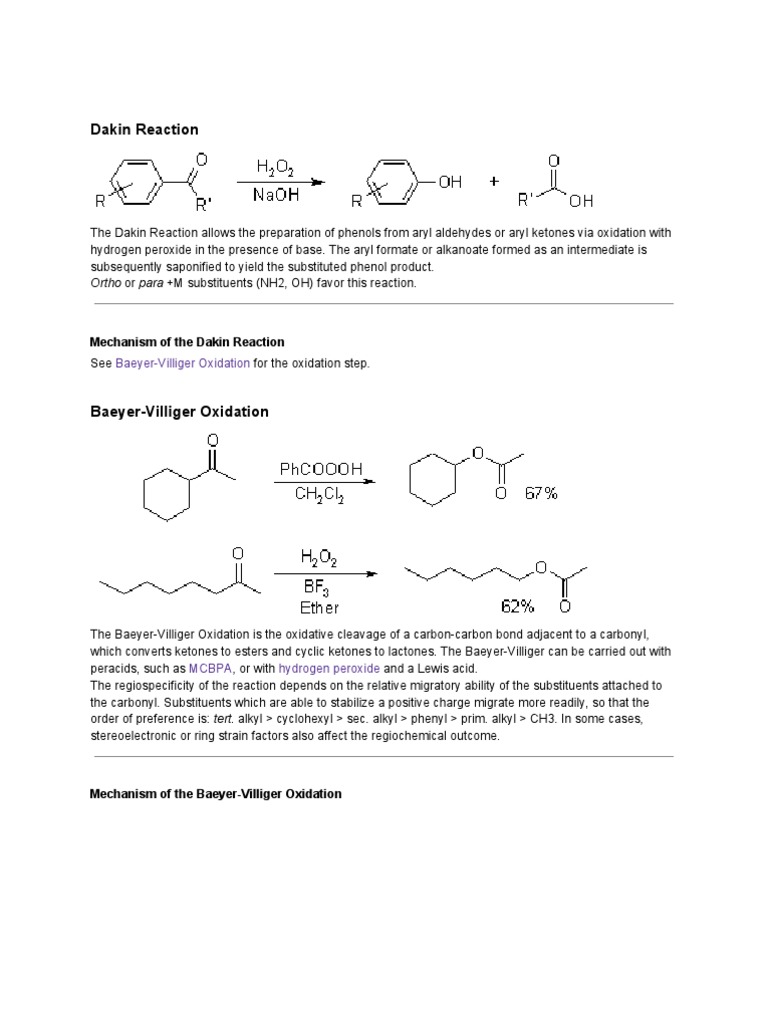Dakin Reaction | PDF | Organic Compounds | Organic Chemistry