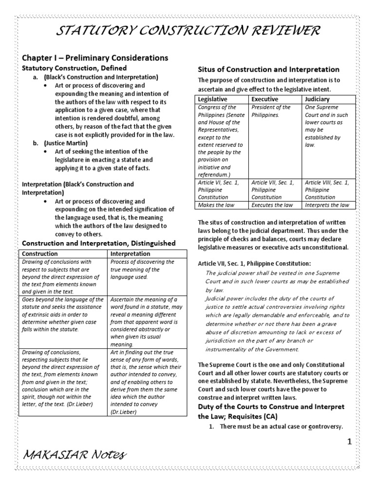 Statutory Construction Reviewer | PDF | Bill (Law) | Statutory ...