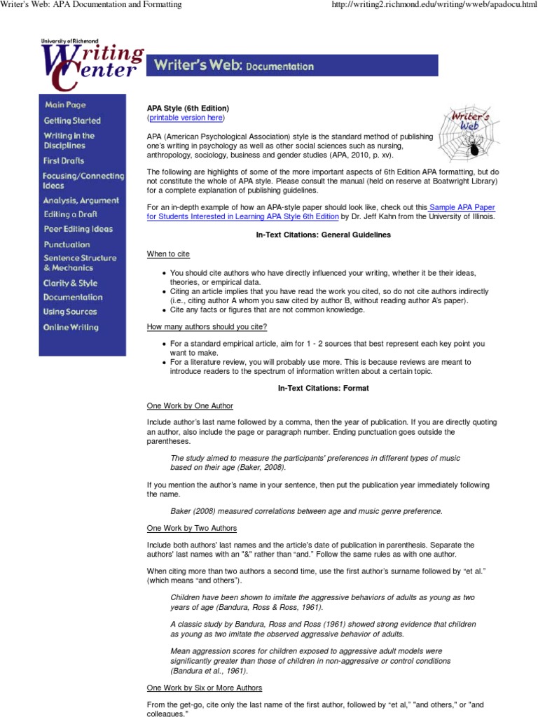 APA Documentation and Formatting PDF | PDF | Citation | American ...