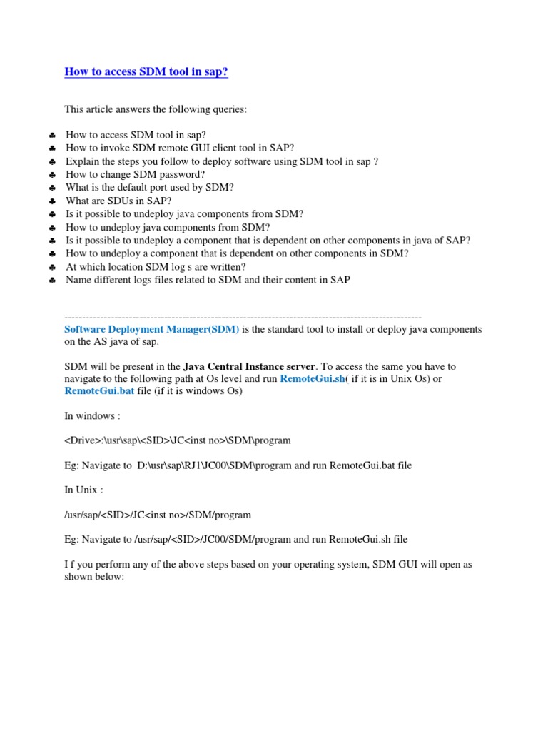 How To Access SDM Tool in Sap | PDF | Operating System | Command Line ...