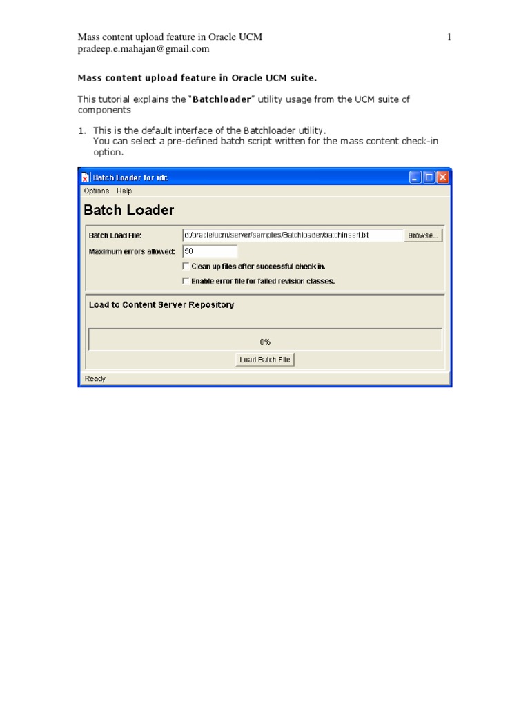 Oracle UCM Batchloader Guide | PDF