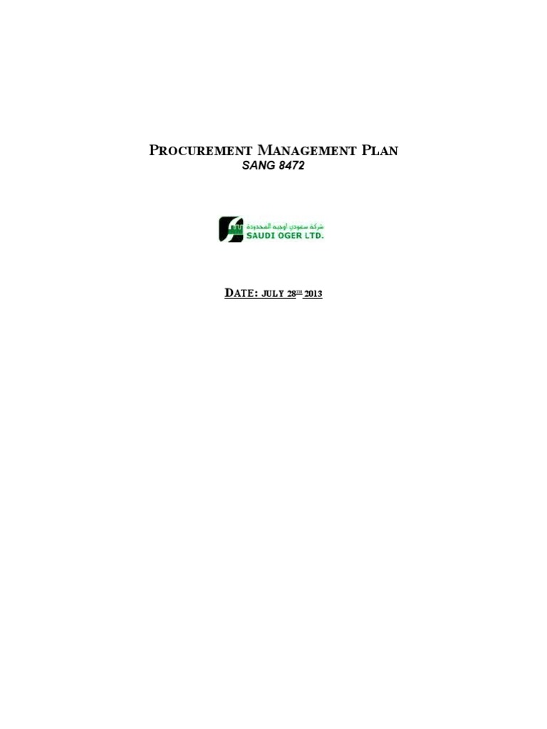 Procurement Management Plan - Doc-1 | PDF | Procurement | Production ...