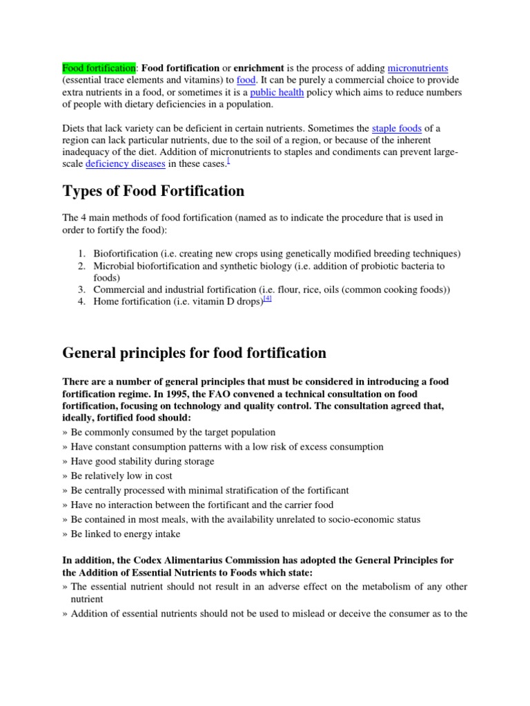Food Fortification | PDF