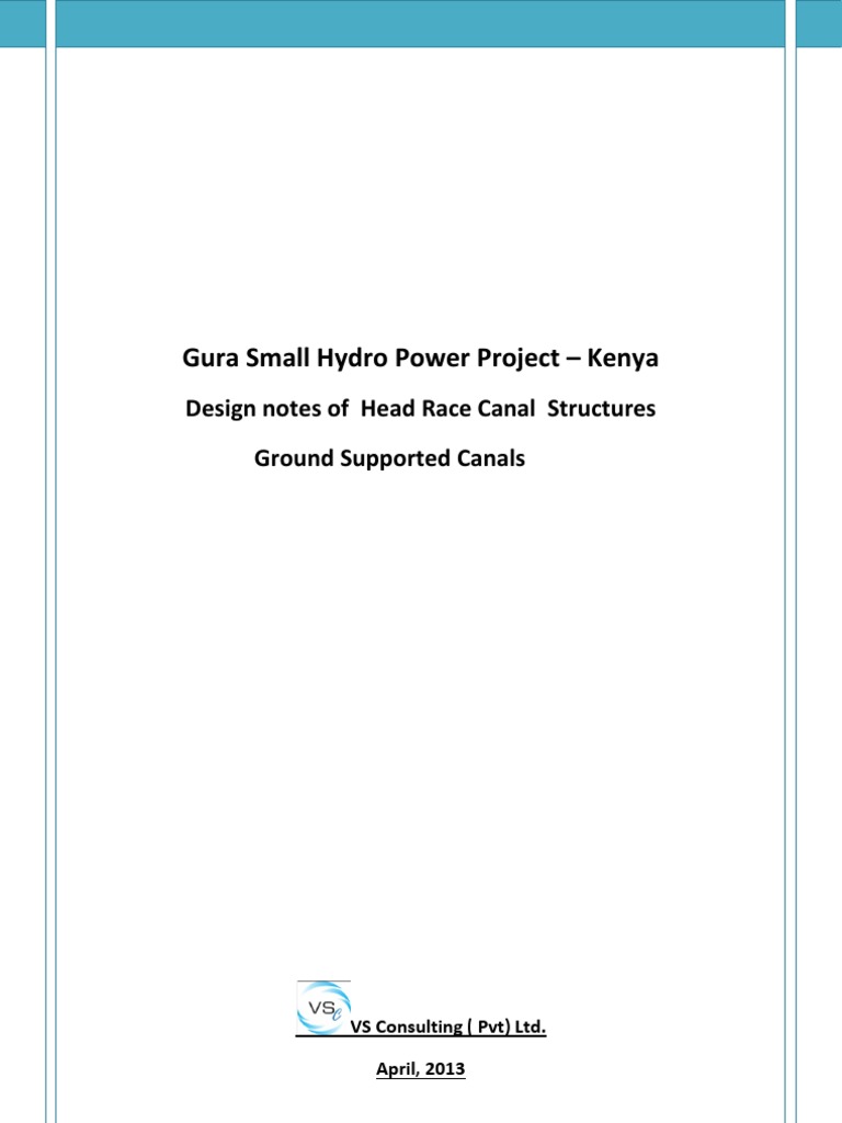 Head Race Canal Design Notes | PDF | Structural Load | Concrete