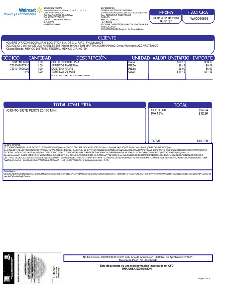 Factura Walmart | Walmart | Business