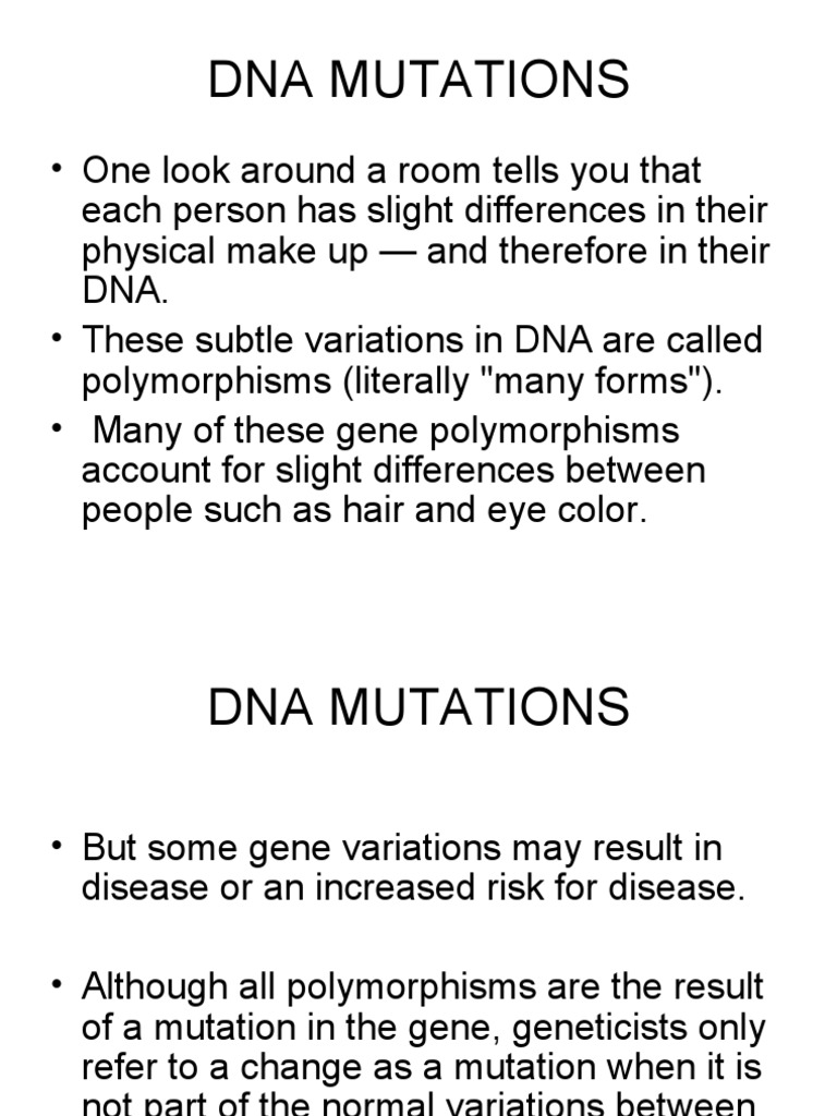 Dna Mutations | PDF | Dna | Mutation