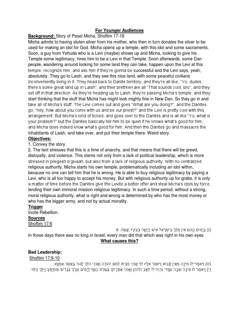 Morim Sheet: Pesel Micha | PDF | Jewish Texts | Hebrew Bible