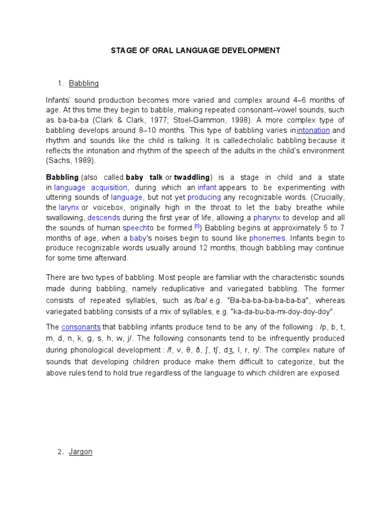 Stages of Oral Language Development | PDF | Language Development | Syntax