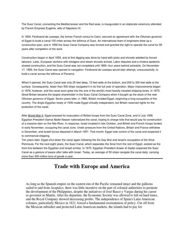 The Suez Canal | PDF | Suez Canal | Egypt