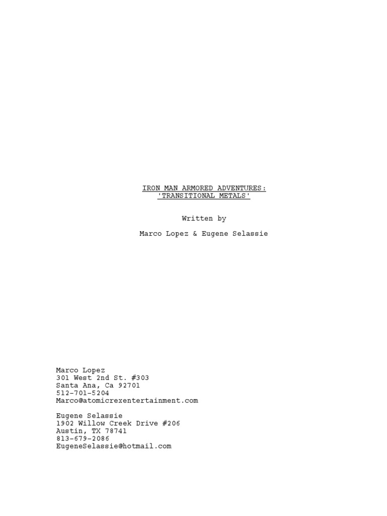 Iron Man Spec Script | Download Free PDF | Nature
