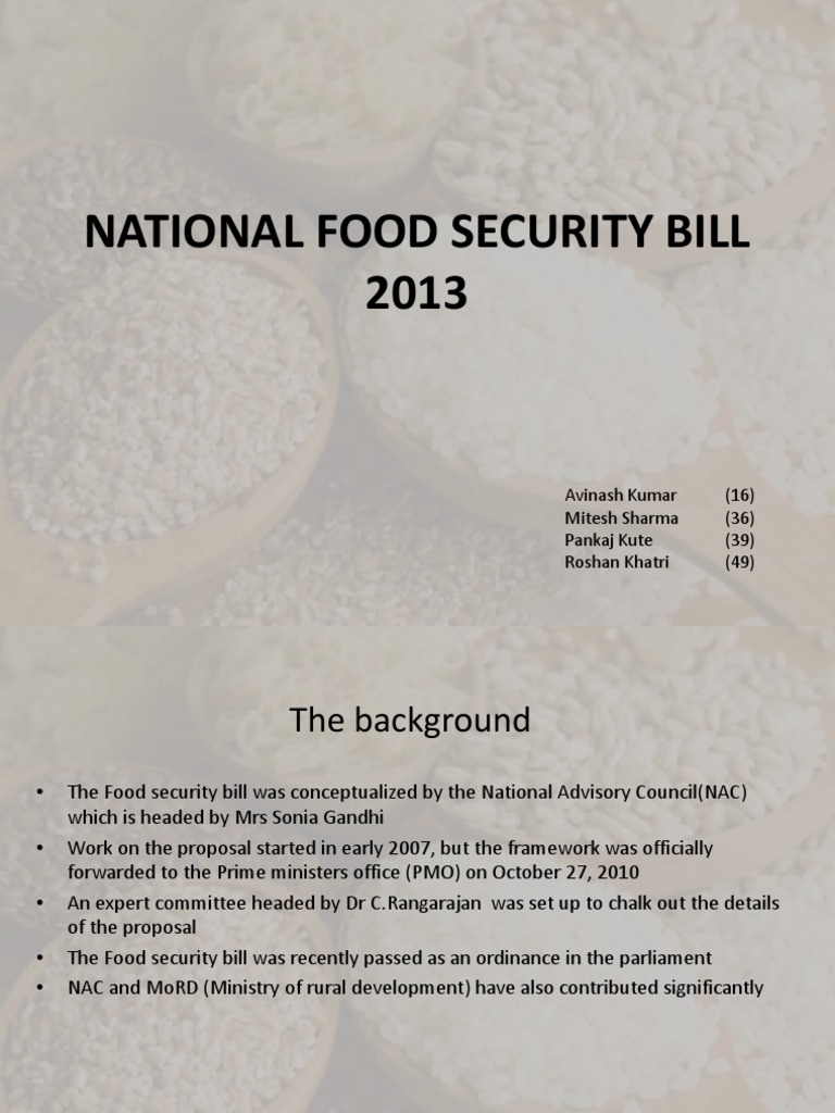 Food Security Bill | PDF | Food Security | Food And Drink