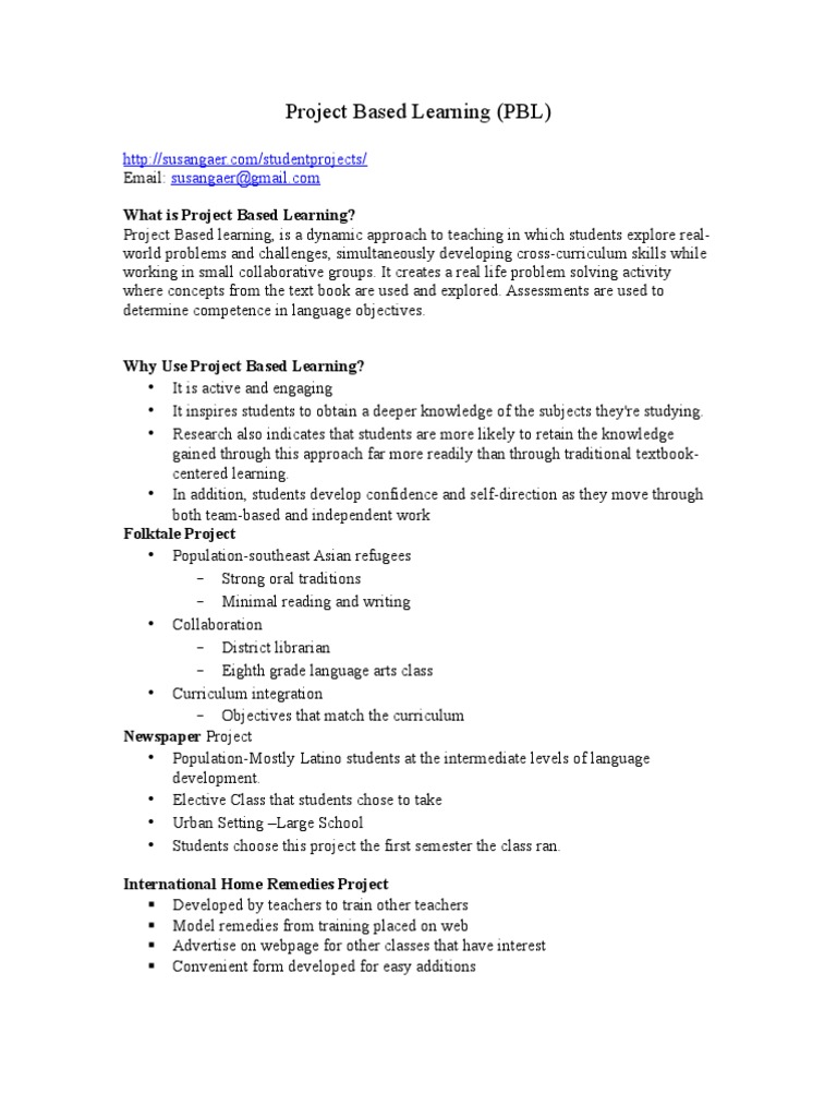 Project Based Learning Guide | PDF | Project Based Learning | Teachers