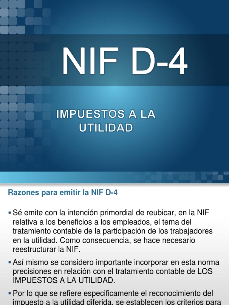 Nif D-4 | PDF | Estado de resultados | Contabilidad