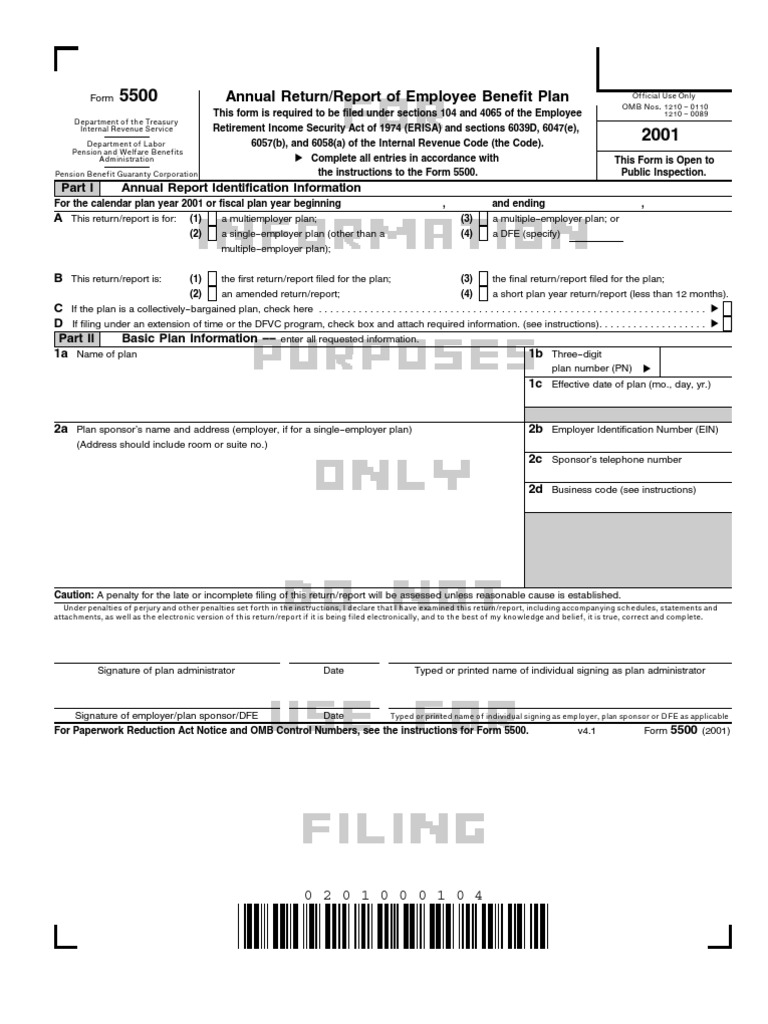 Form 5500 Annual Report for 2001 | PDF