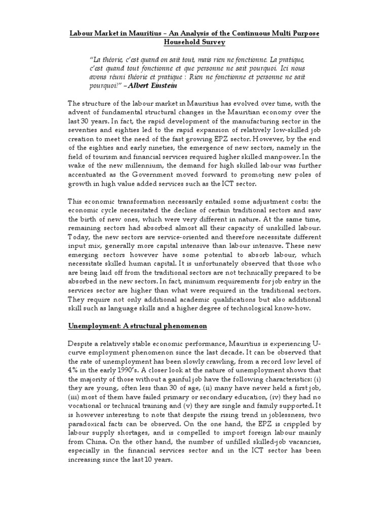 Mauritius Job Market and Unemployment Trends | PDF | Unemployment ...
