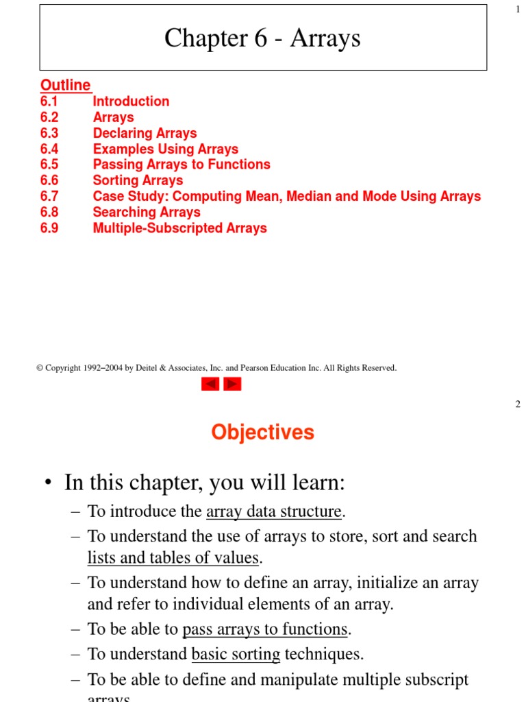 Chapter 6 - Arrays: Outline | PDF | Array Data Structure | C (Programming Language)